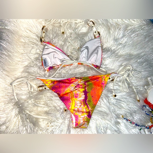 lady lux | Swim | Pink And Yellow String Bikini Swimwear | Poshmark